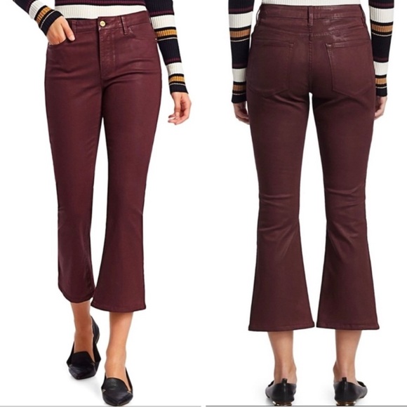 Frame Denim | Jeans | Frame Le Crop Mini Boot Bordeaux Coated Jeans Red ...